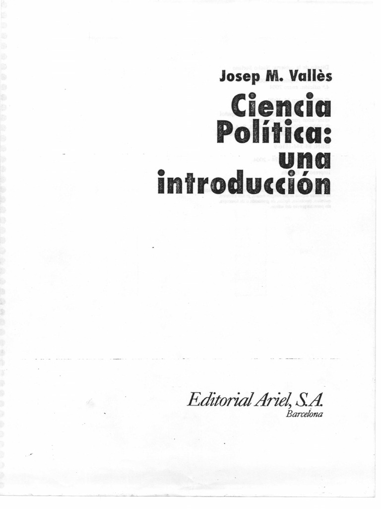 Cap. VIII, Las Poliarquías. Josep M. Vallés | PDF