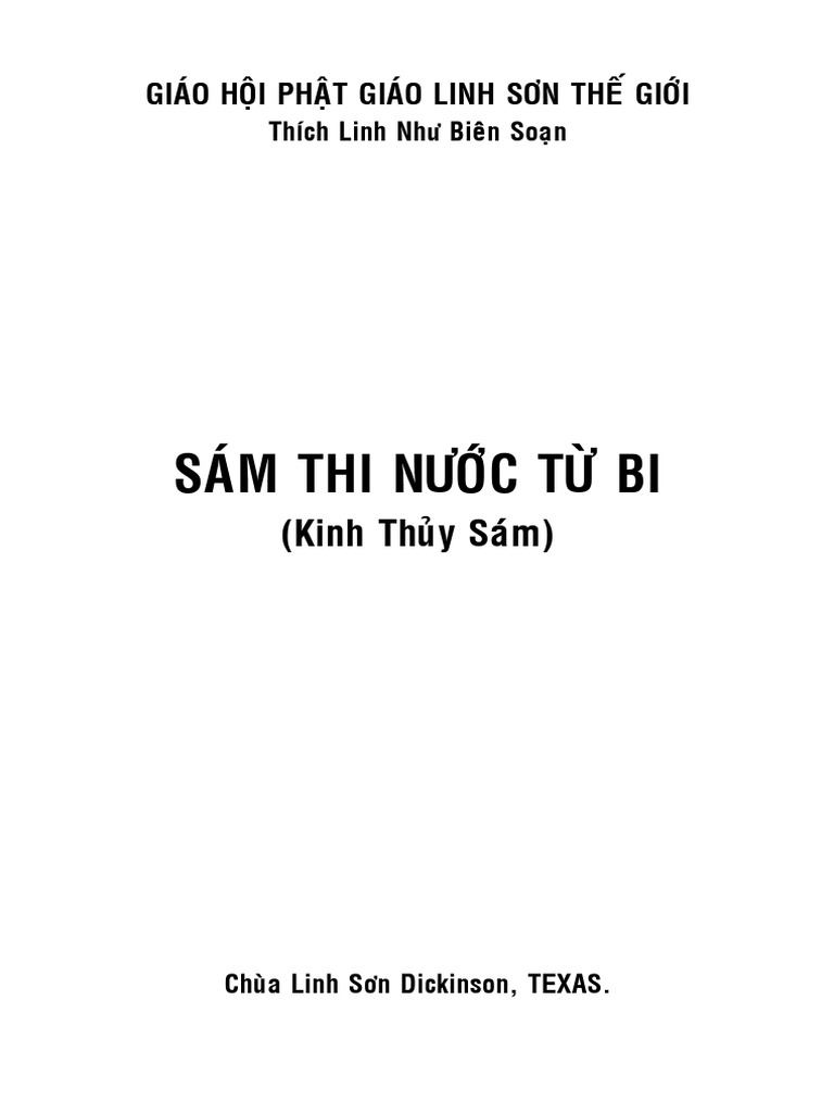 Sam Thi Nuoc Tu Bi Tu Bi Thuy Sam Ty Kheo Thich Linh Nhu 2007 | PDF