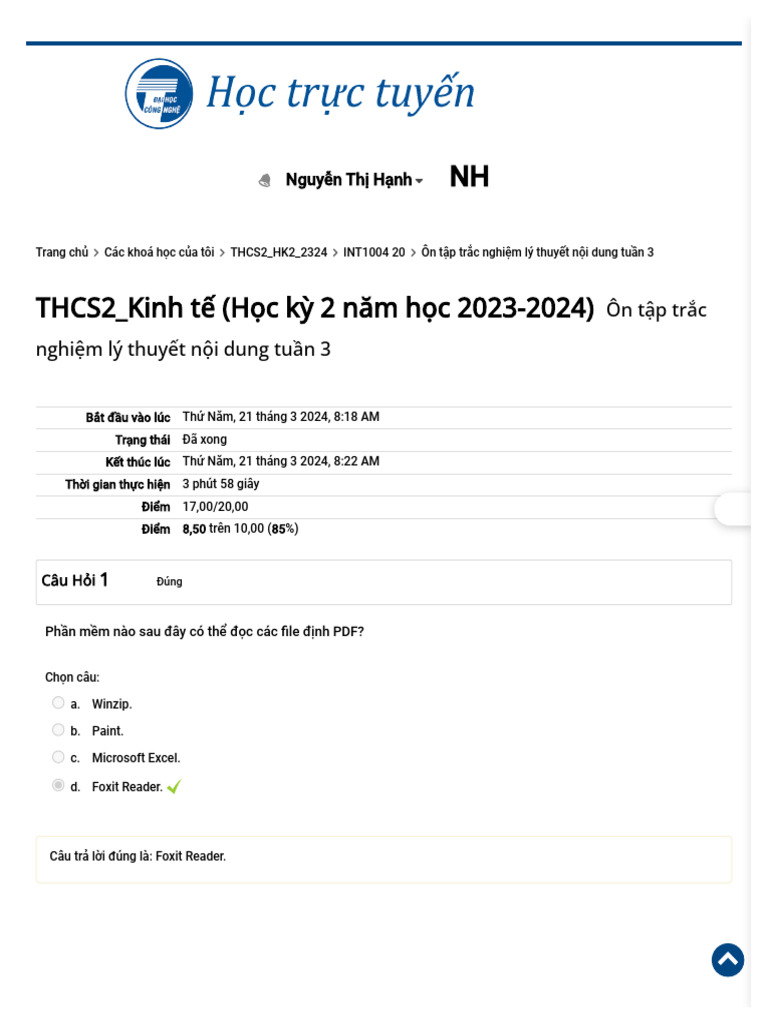 THCS2 - Kinh tế (Học kỳ 2 năm học 2023-2024) | PDF