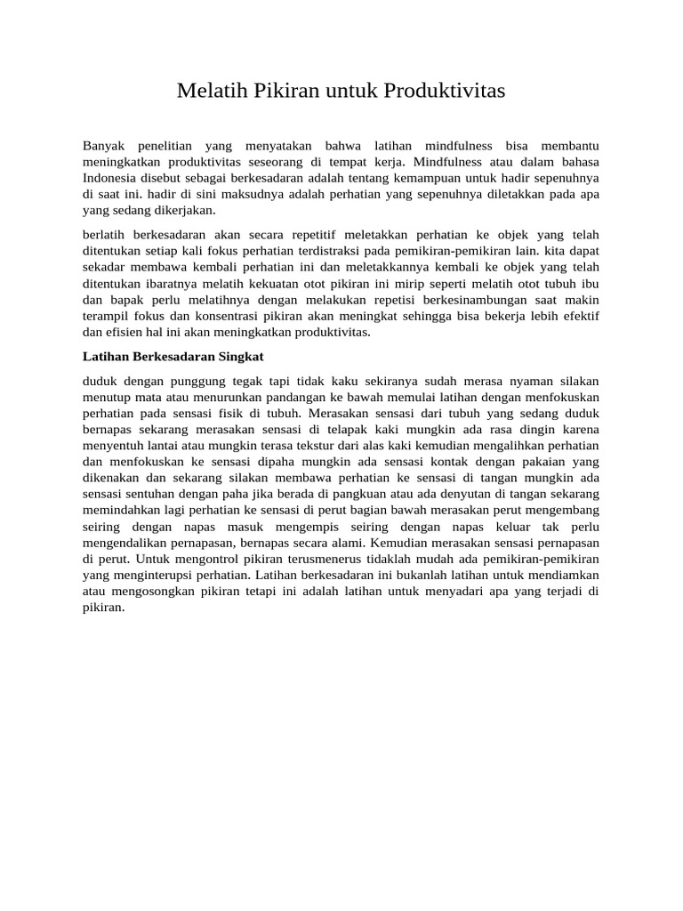 Melatih Pikiran Untuk Produktivitas | PDF