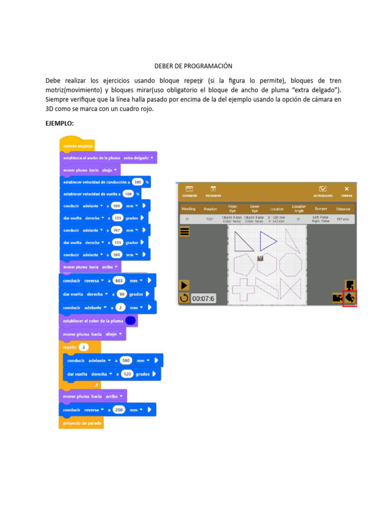 Deber de Programación VR Vex | PDF