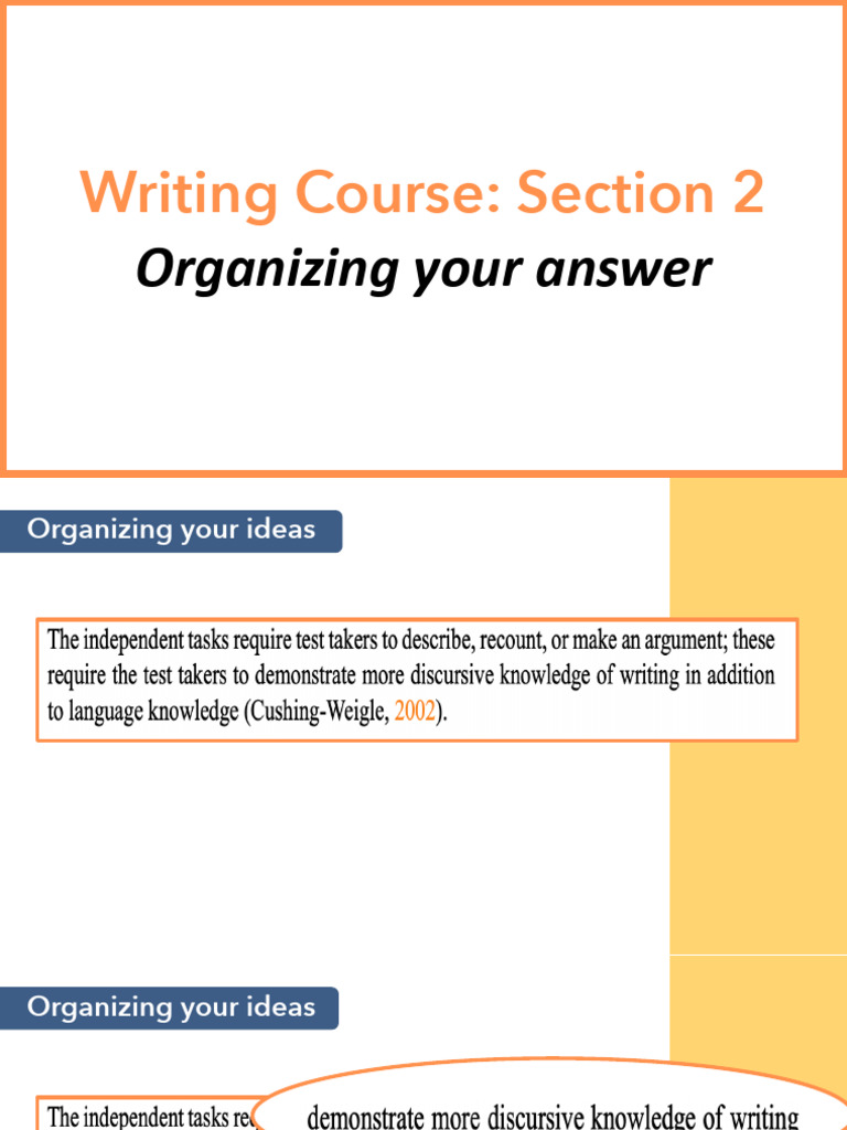Writing Lesson 4 - Organizing Your Answer | PDF