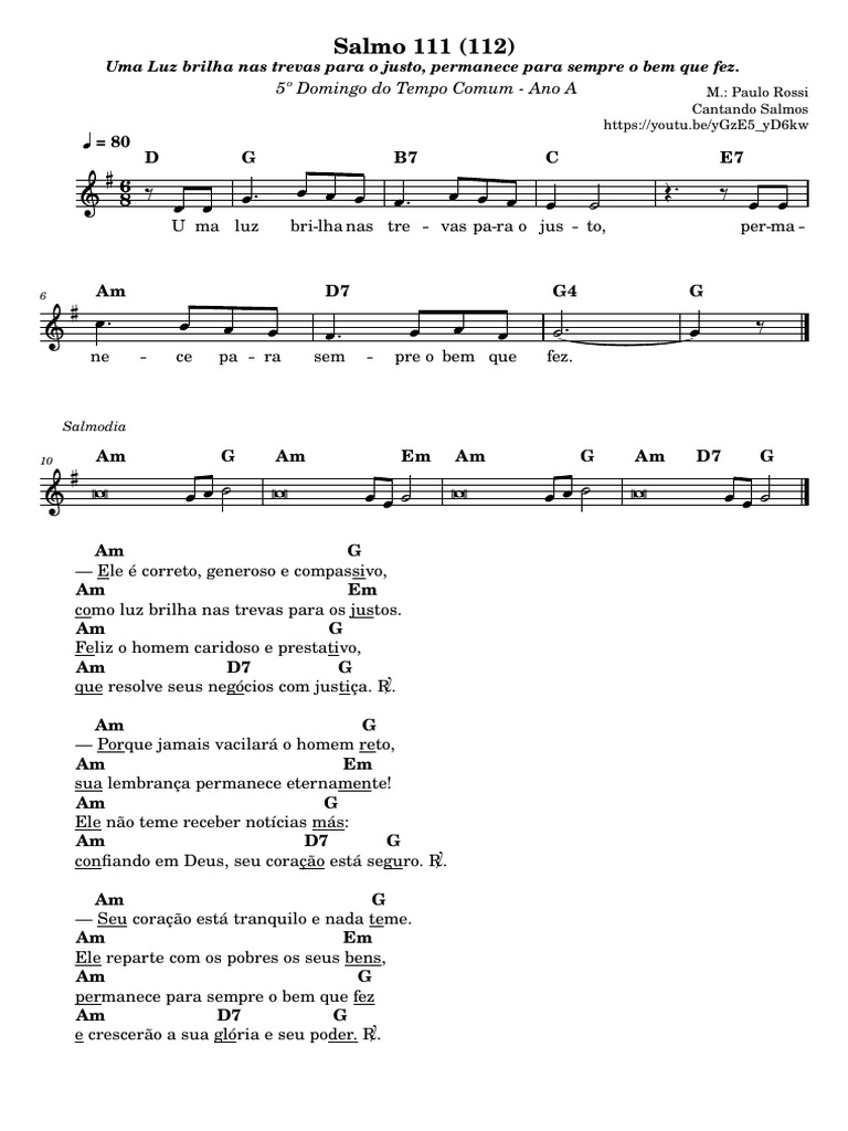 Salmo 111 (112) Ano A - Cantando Salmos | PDF