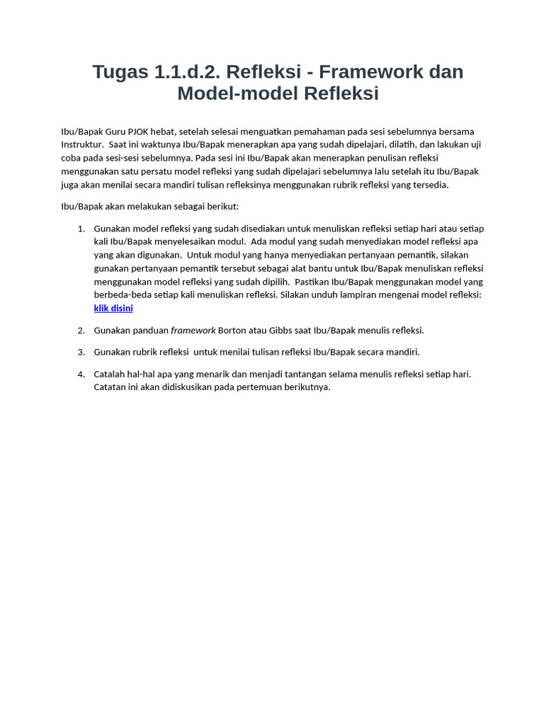 Tugas 1.1.d.2. Refleksi - Framework Dan Model-Model Refleksi Arif ...