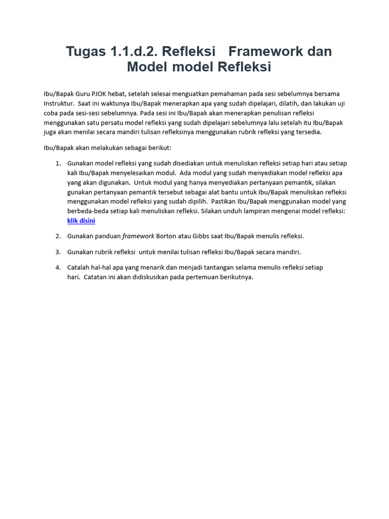 Tugas 1.1.d.2. Refleksi - Framework Dan Model-Model Refleksi Arif ...