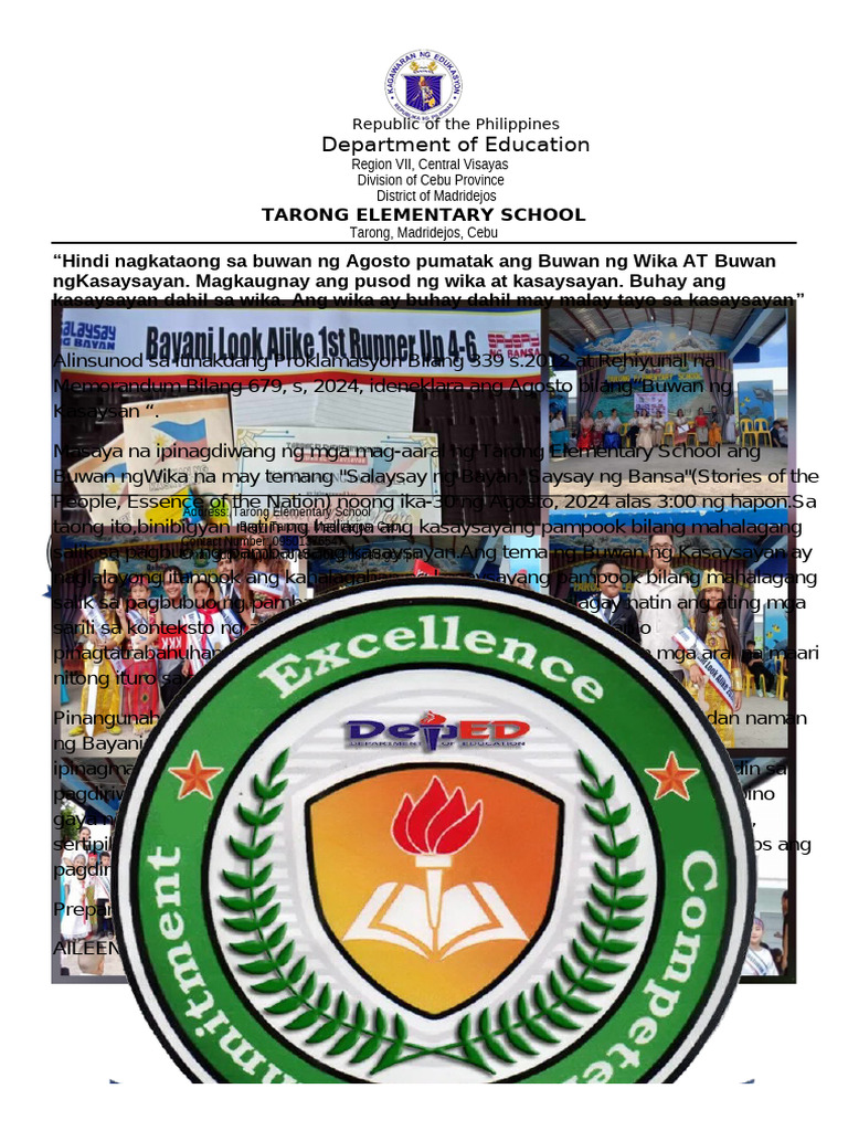 Buwan NG Kasaysayan Tarong Es | PDF