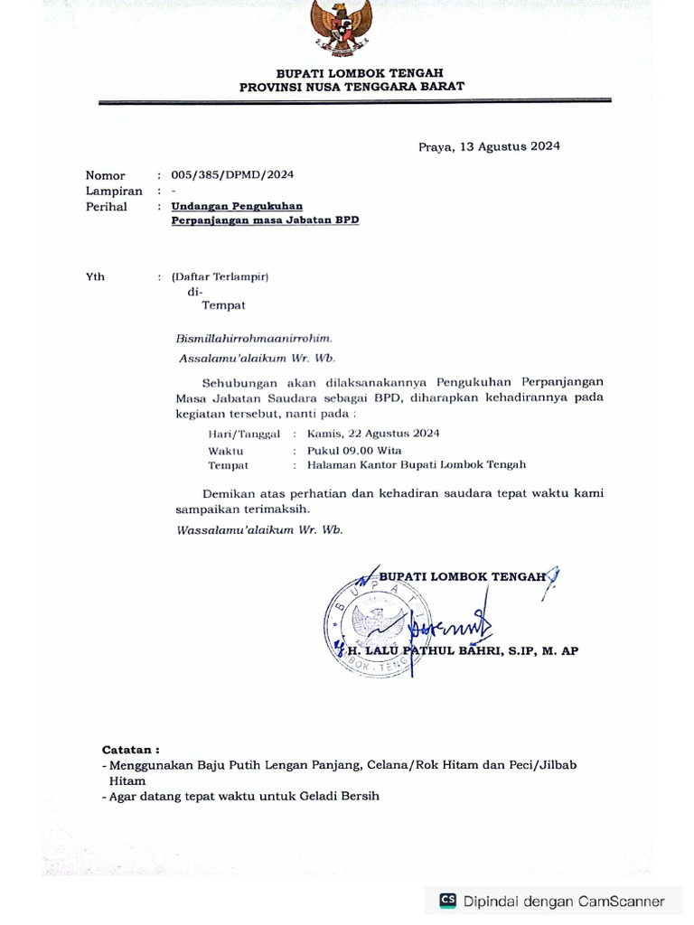 Undangan Untuk BPD | PDF