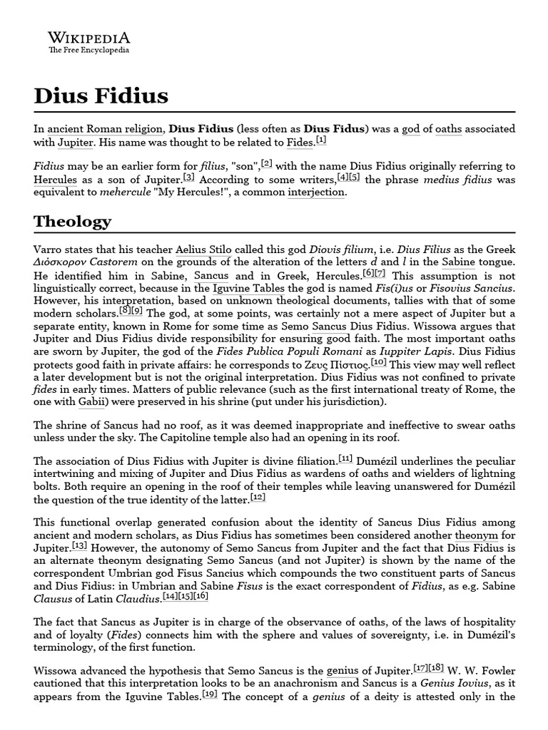 Dius Fidius - Wikipedia | PDF