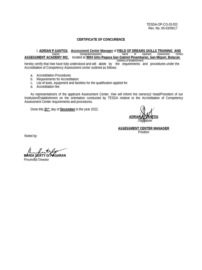 Certificate of Concurrence | PDF