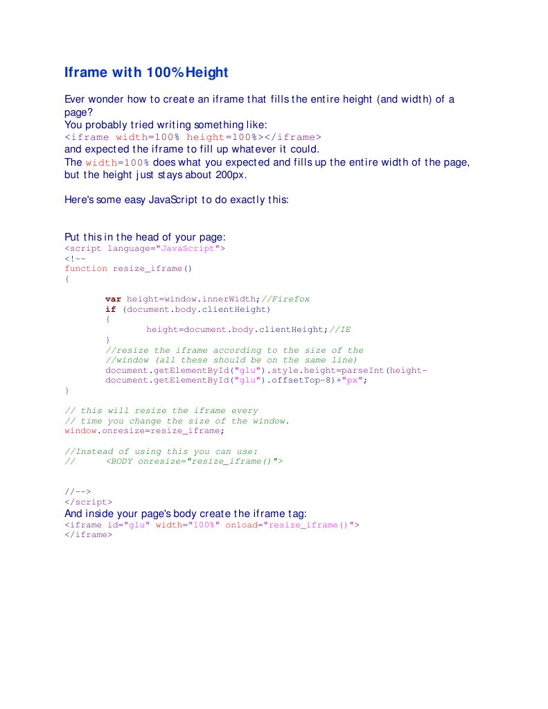 Full-Height Iframe Implementation Guide | PDF