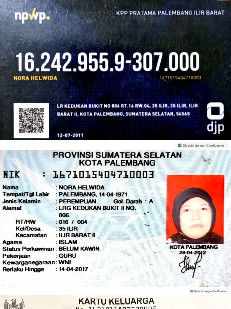 Scan NPWP, KTP, KK | PDF