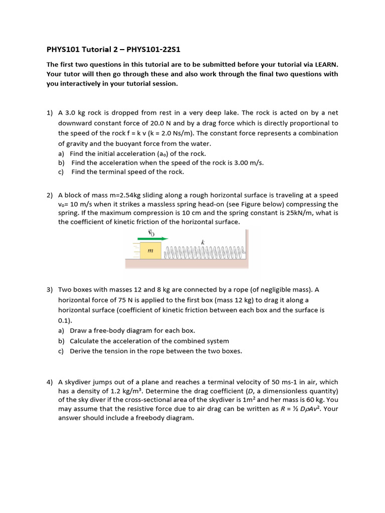 PHYS101-22S1 Tutorial2 | PDF
