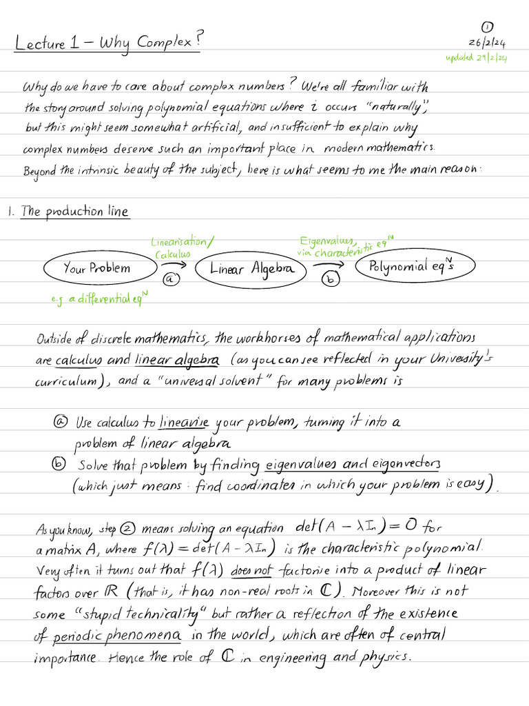 Lecture 1 - Why Complex Numbers | PDF