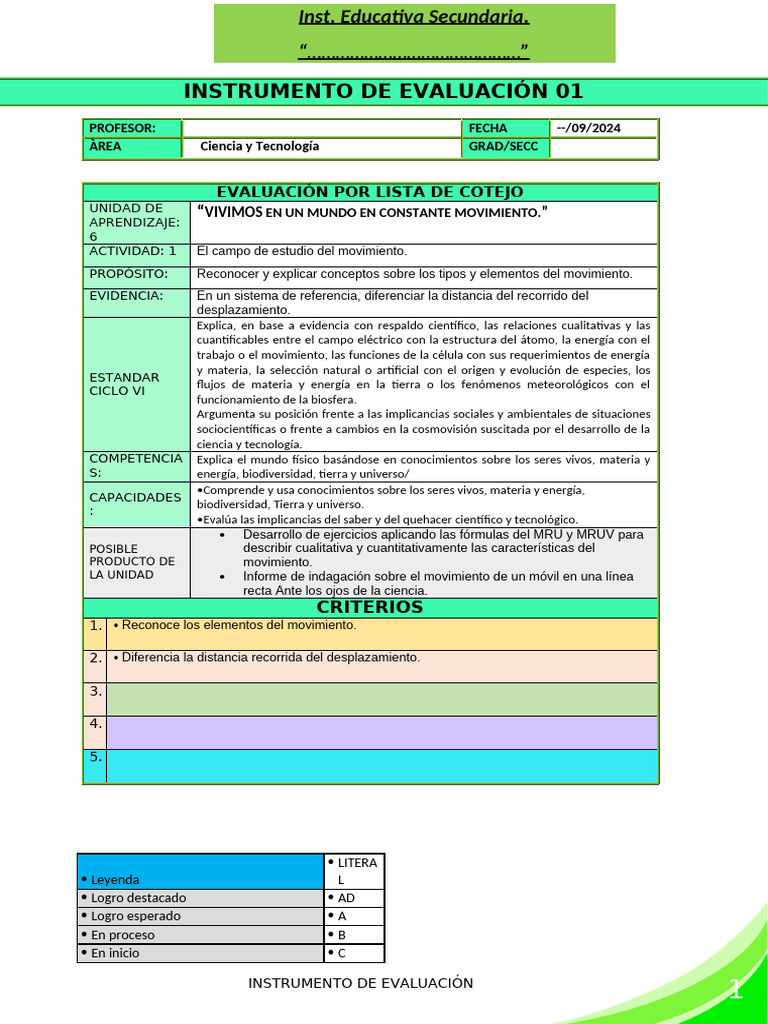 A-2º LC Act 1 - Cyt-Und 6-Sem 1 | PDF
