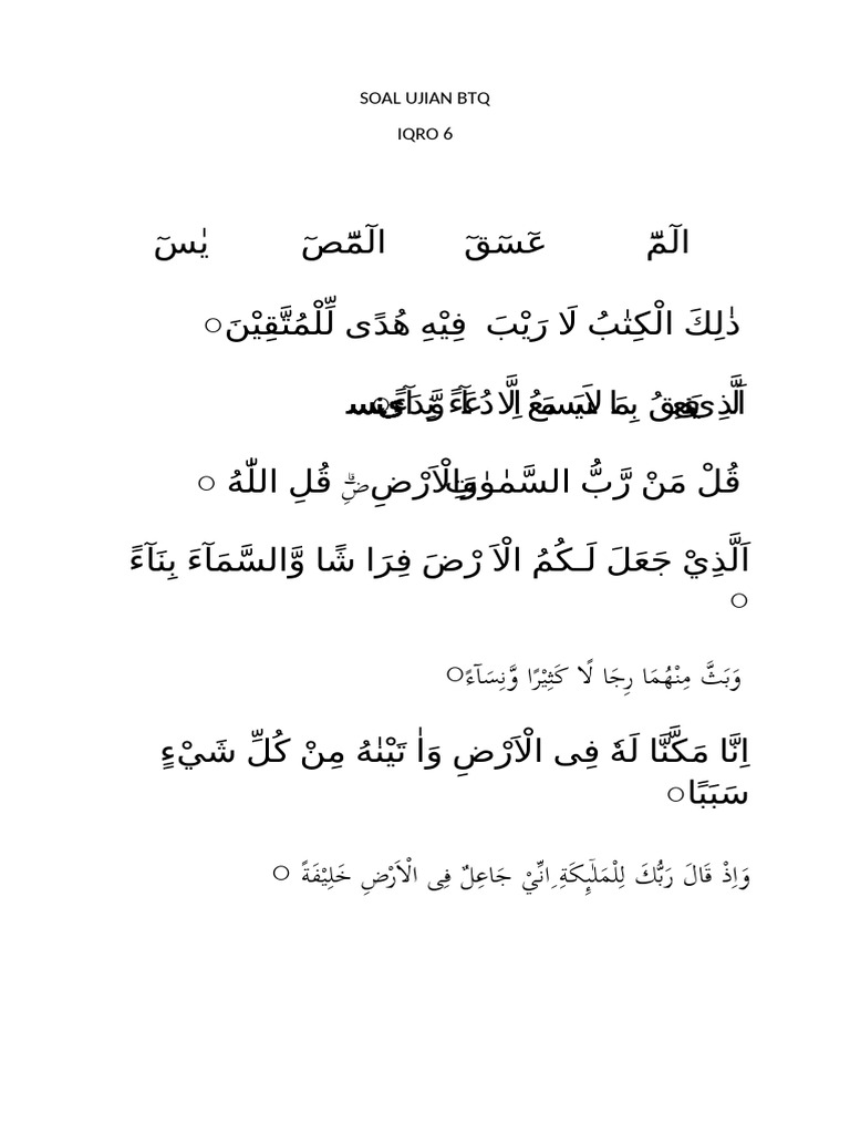 PTS 2 BTQ Iqro 6 | PDF