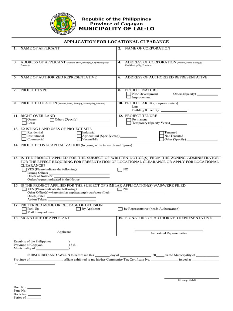 Form - Application Zoning Clearance | PDF