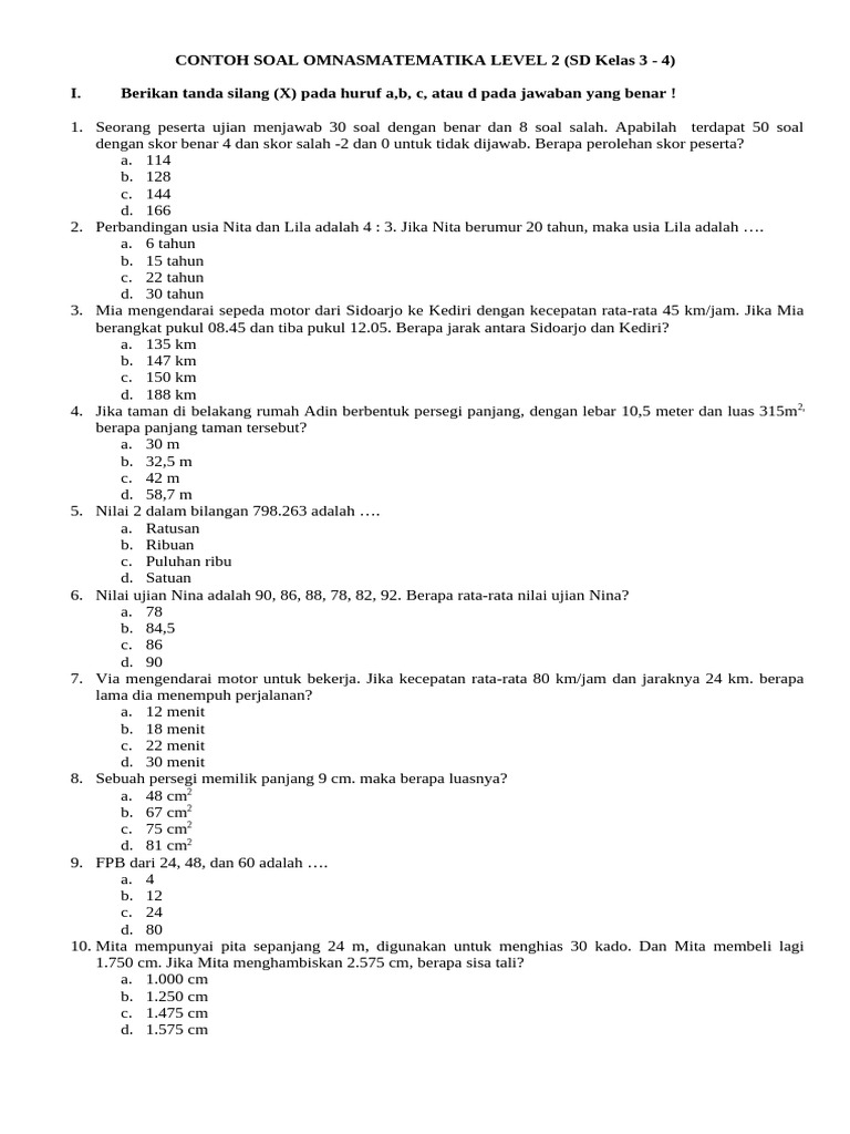 Latihan Soal MTK Lv 2 | PDF