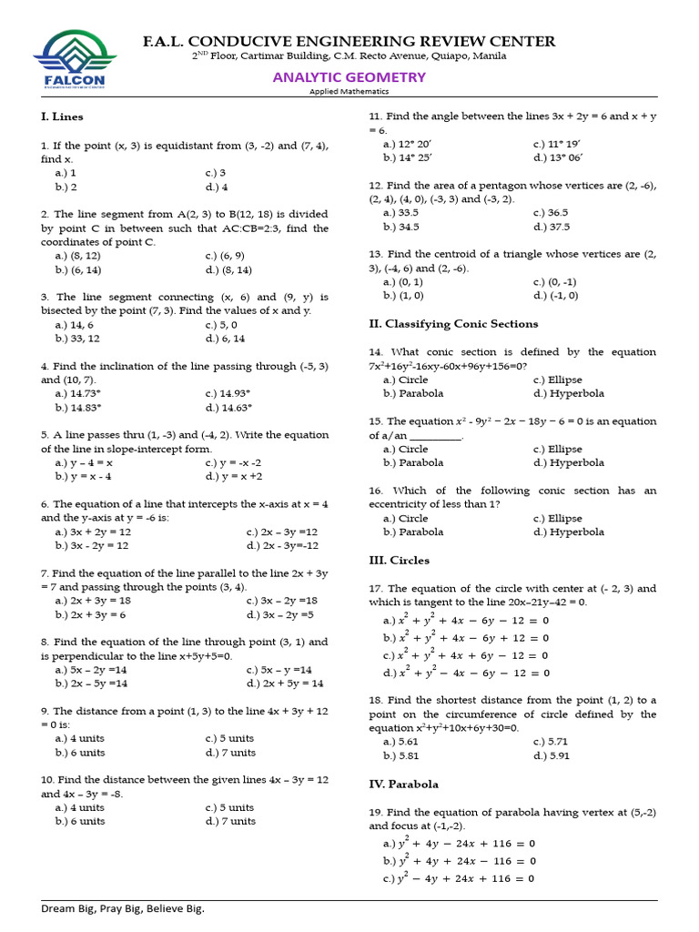 Analytic Geometry | PDF