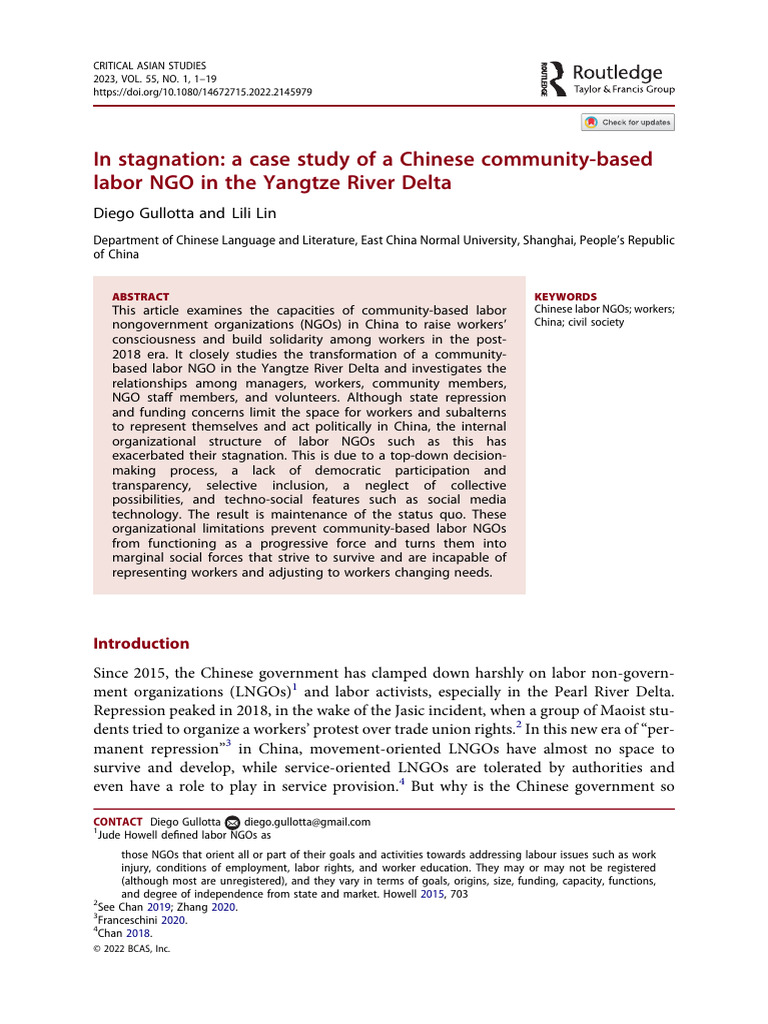 Community Based Labor Ngo | PDF