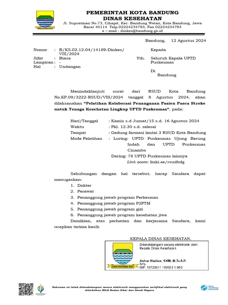 Undangan Kolaborasi Pasca Stroke | PDF