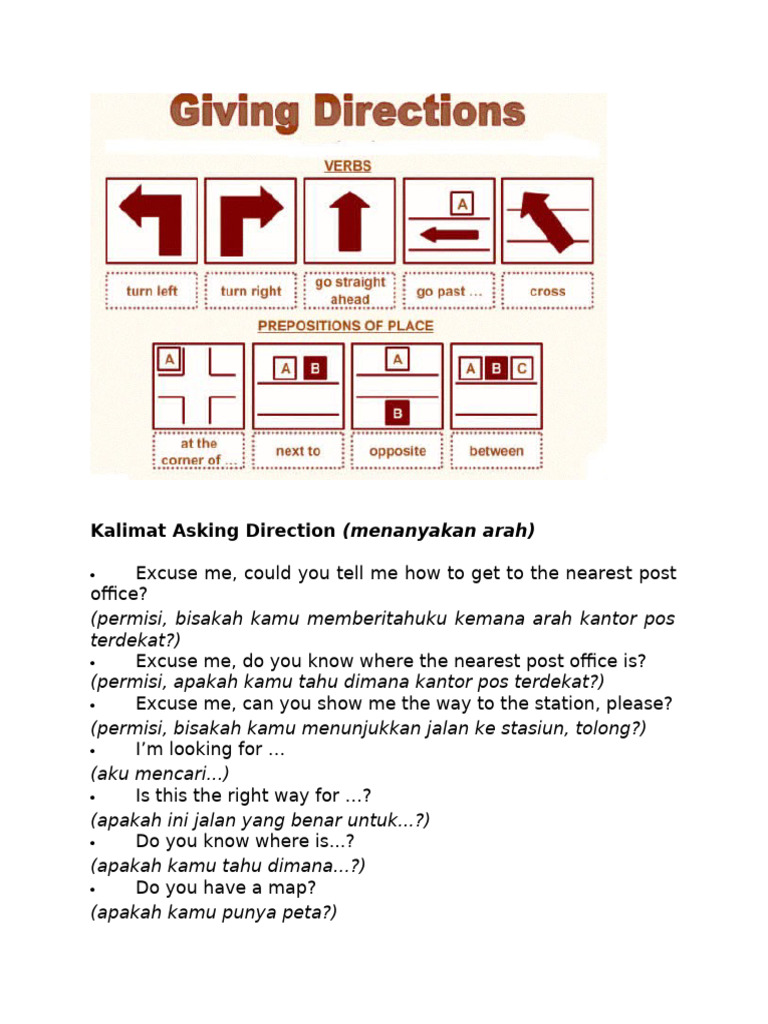Kalimat Asking Direction | PDF