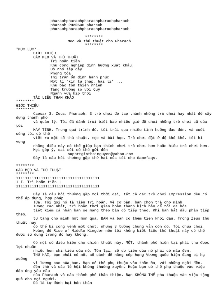 Pharaoh + Cleopatra Hints and Tips | PDF