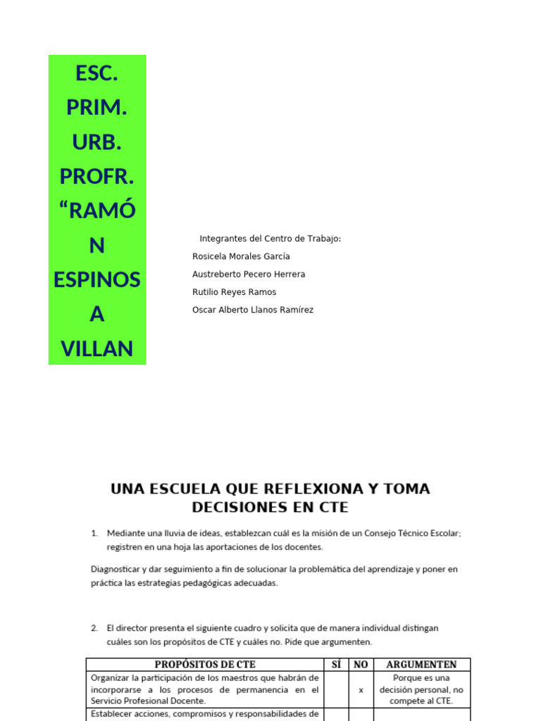 Una Escuela Que Reflexiona y Toma Decisiones en Cte | PDF