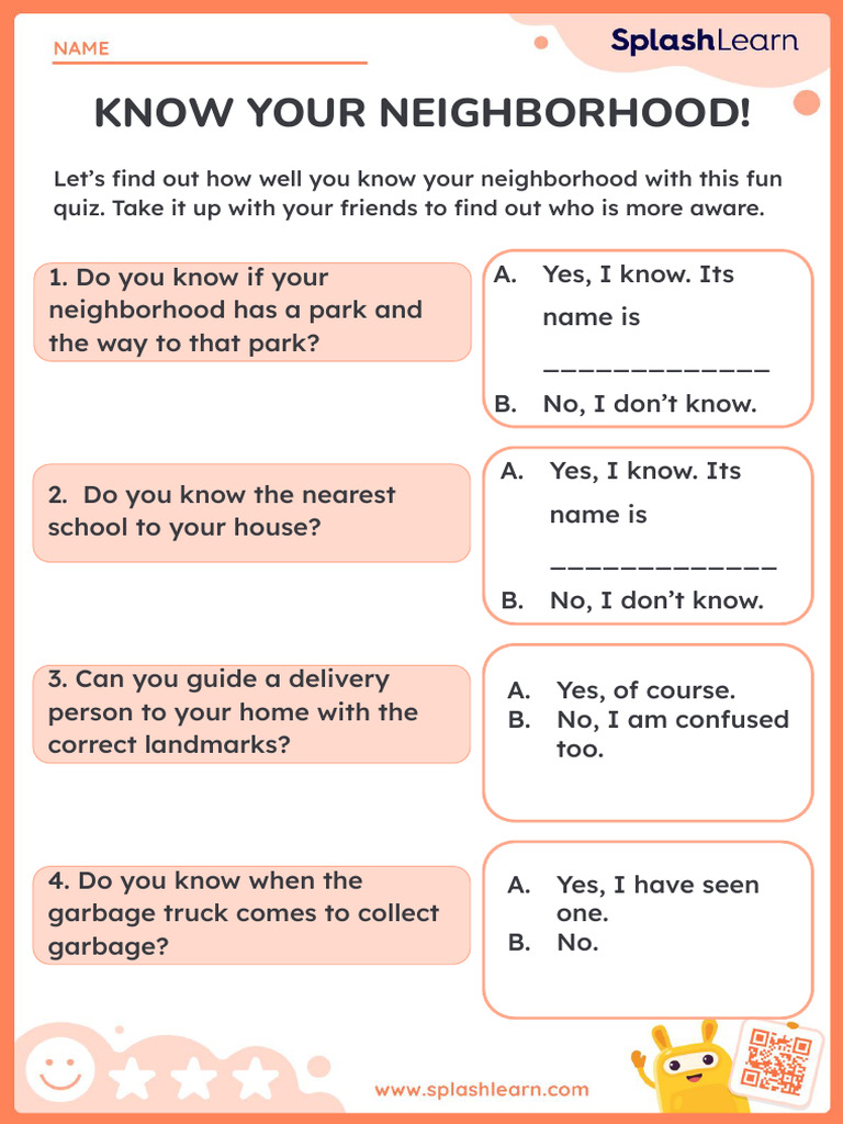 Know Your Neighborhood Worksheet | PDF