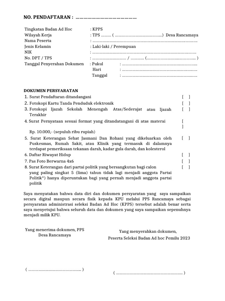 Format Rekruitmen KPPS Edit | PDF
