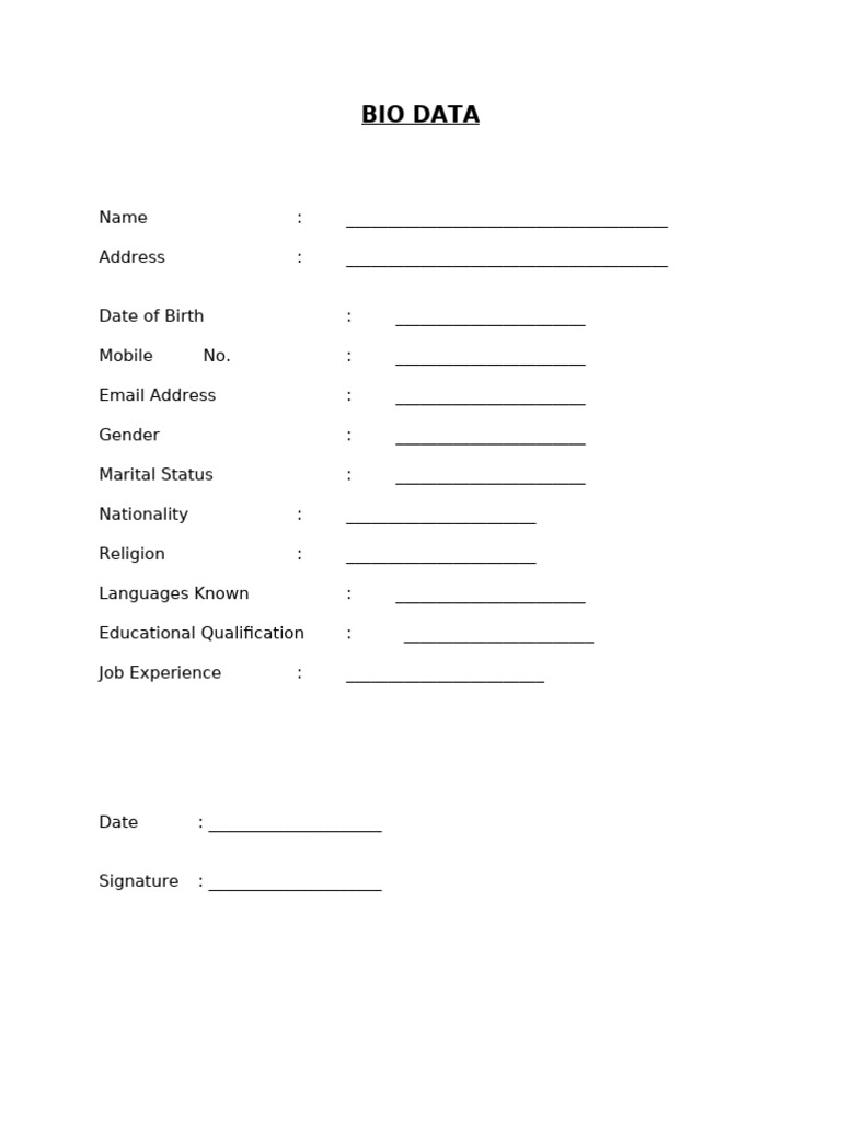 Simple Bio-Data | PDF