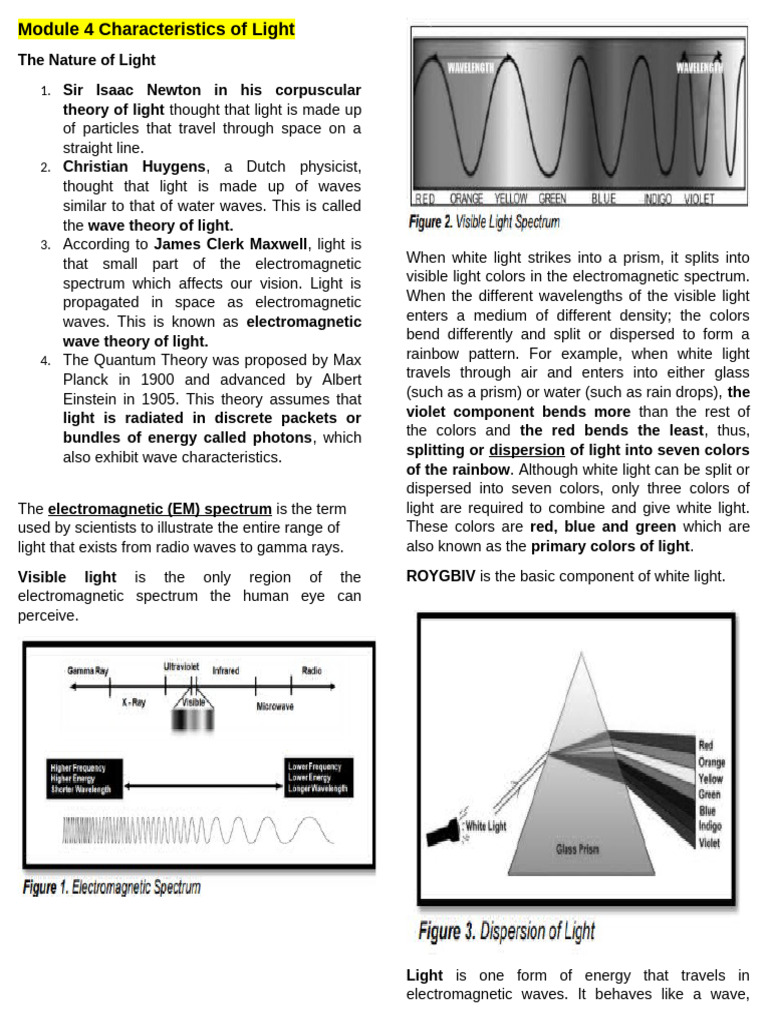 Module 4 Characteristics of Light | PDF