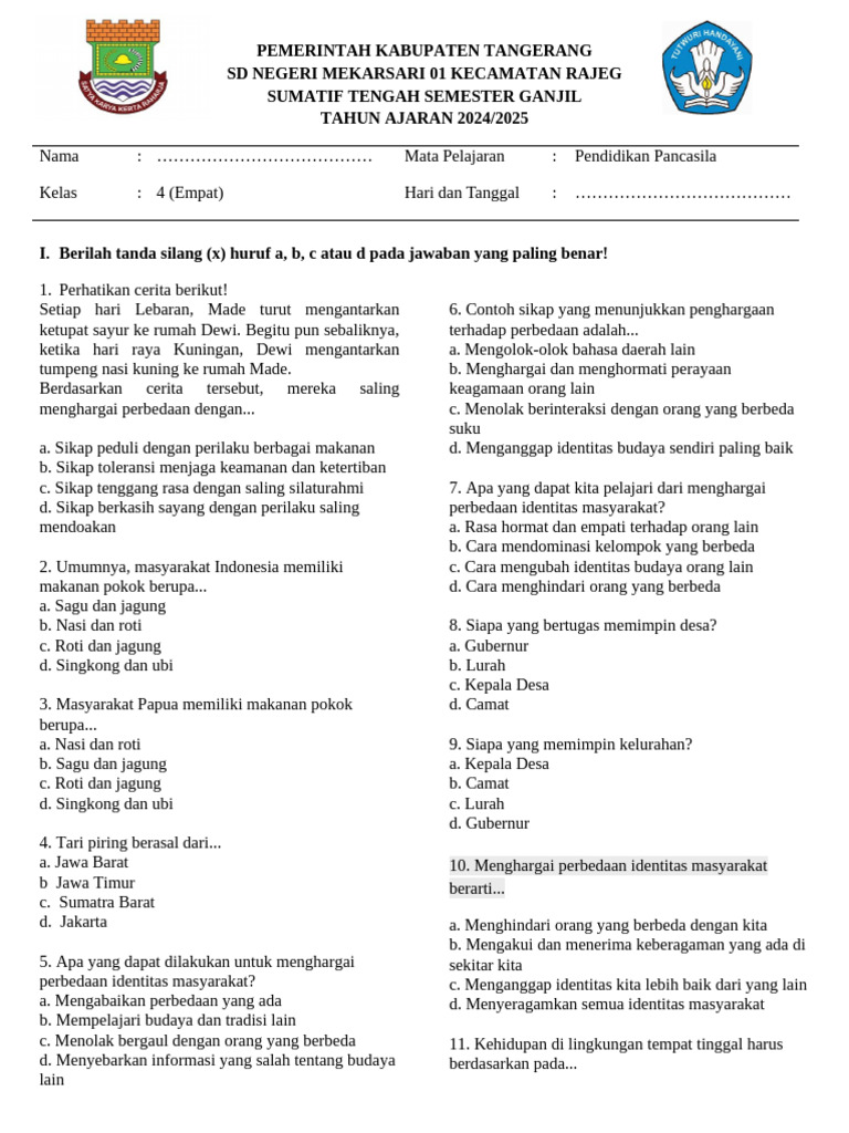 Pemerintah Kabupaten Tangerang SD Negeri Mekarsari 01 Kecamatan Rajeg ...