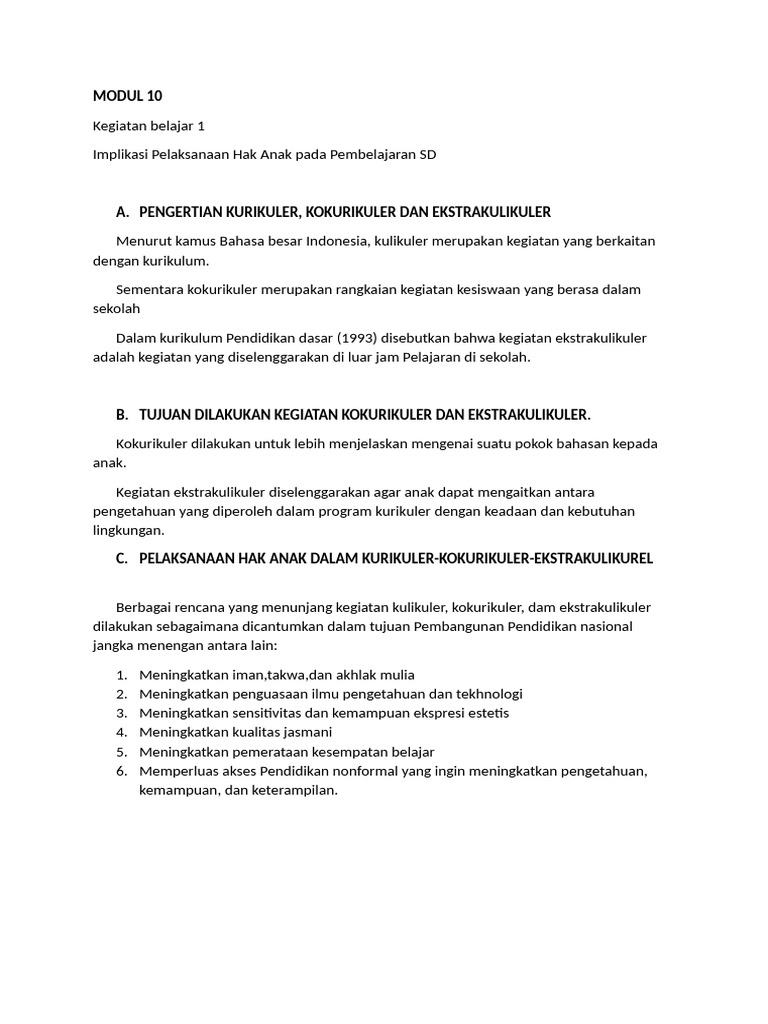 MODUL 10 PENDIDIKAN ANAK DI SD | PDF