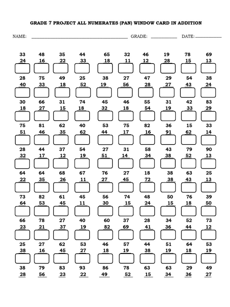 Grade 7 - Window Cards - Pre Assessment | PDF