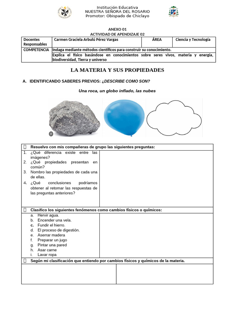 ANEXO 01-PROPIEDADES Y ESTADOS DE LA MATERIA | PDF