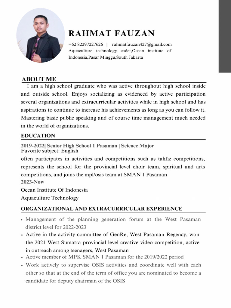 Cv rahmat fauzan | PDF