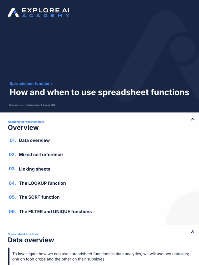 How and When To Use Spreadsheet Functions (Slides) | PDF
