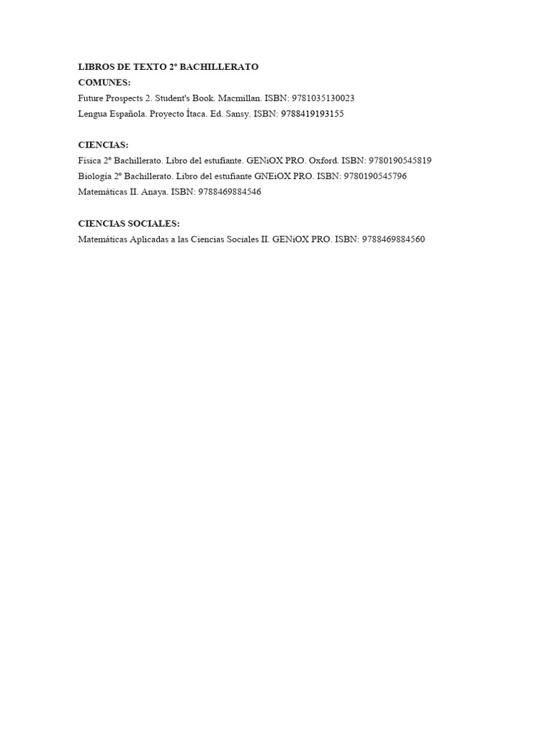 Libros de Texto 2o Bach | PDF