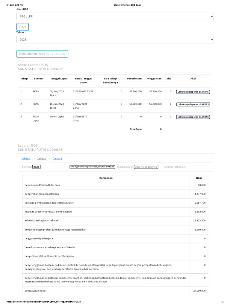 Sistem Informasi BOS Salur tahap 2 2023 | PDF