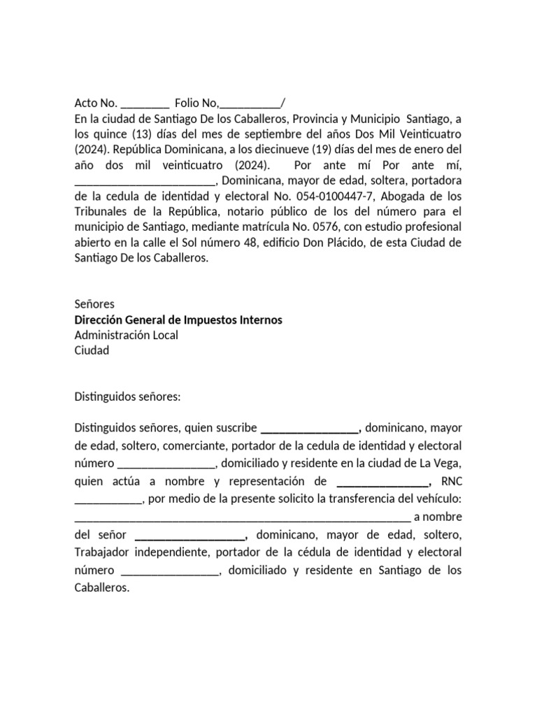 Poder para Traspaso Vehiculo | PDF