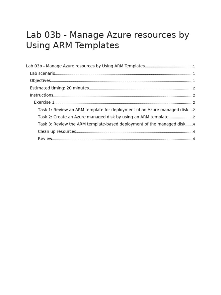 Lab 03b Manage Azure Resources By Using Arm Templates Pdf Computer File Computer Science