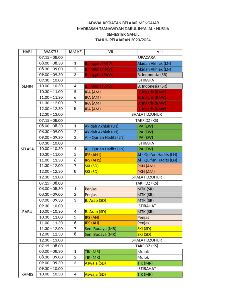 Jadwal MTs Revisi | PDF