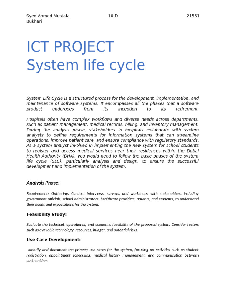 ICT PROJECTSystem Life Cycle | PDF | Computer Security | Security