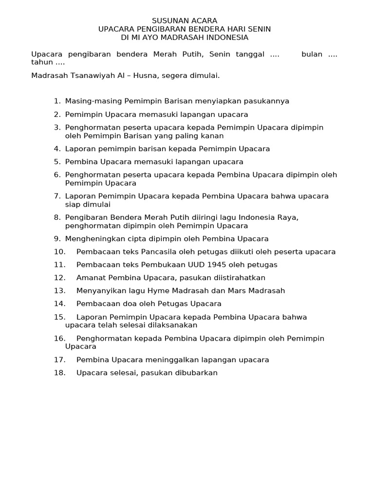 Teks MC Upacara Hari Senin | PDF