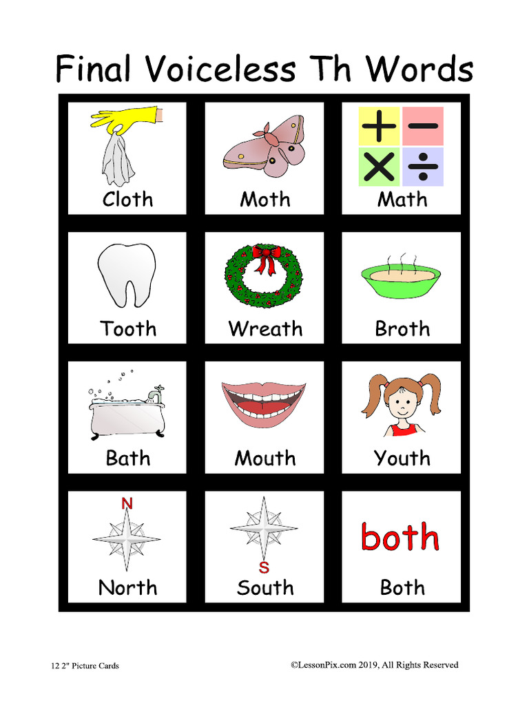 TH Final+Voiceless+Th+Words-material 7380643 | PDF