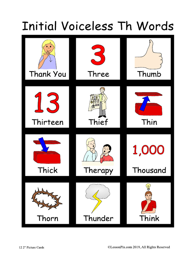 TH Initial+Voiceless+Th+Words-material 7376828 | PDF