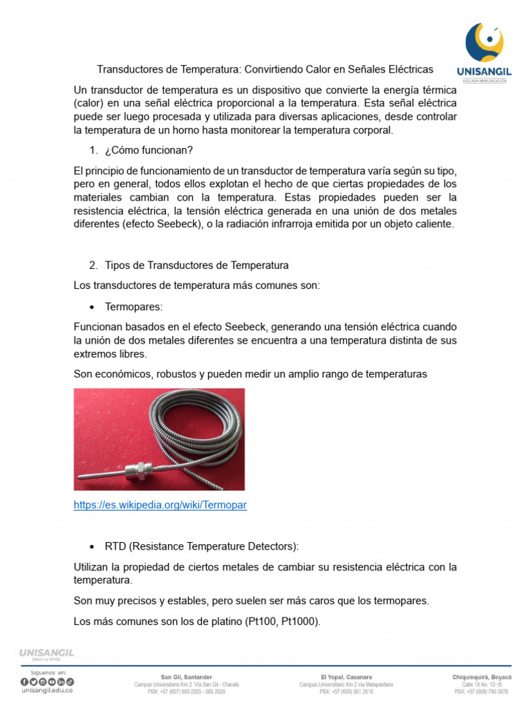 Transductores de Temperatura | PDF