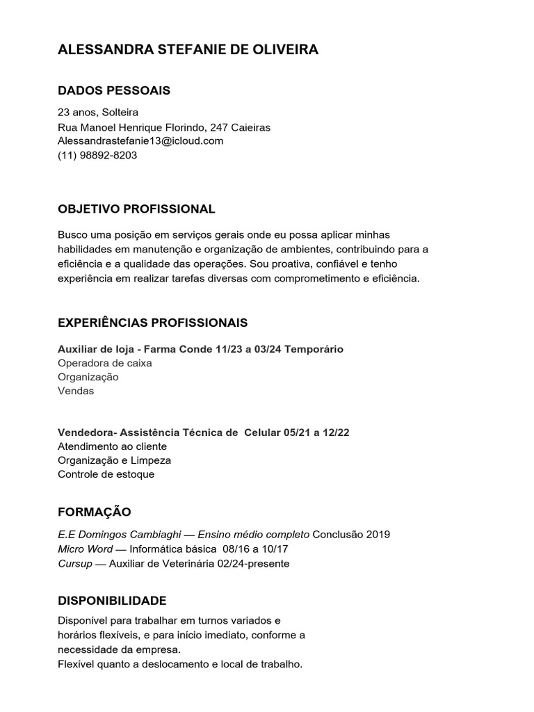Currículo Alessandra PDF | PDF