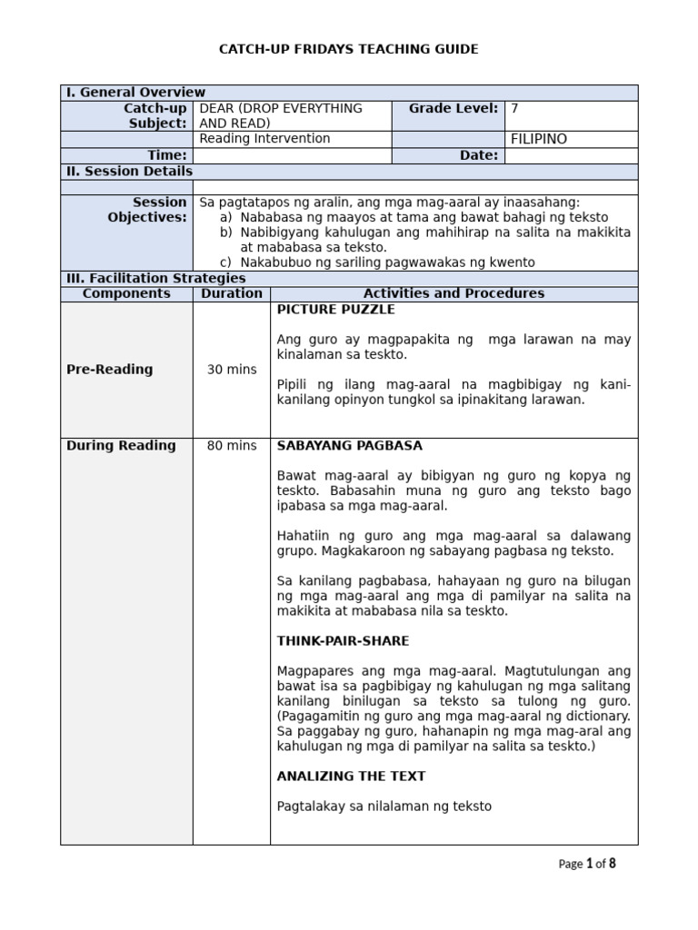 Lesson Plan Reading Intervention Enhancement | PDF