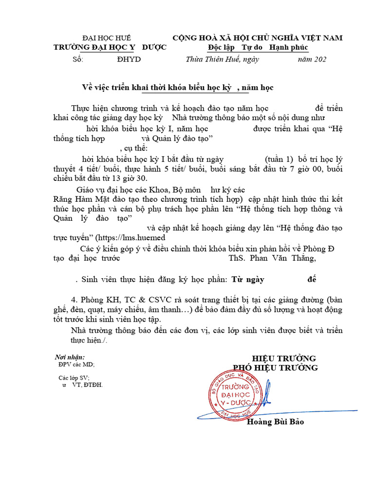 3920-TB-DHYD-2024 - Trien Khai TKB HKI 23-24 | PDF